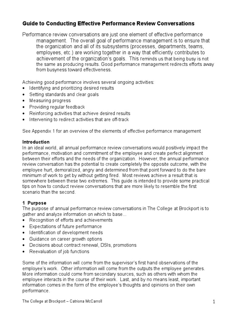 Guide To Performance Review Conversation | Performance Appraisal | Goal