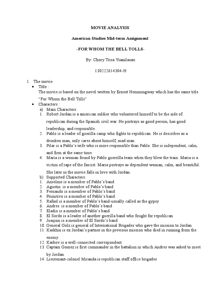Movie Analysis of For Whom The Bell Tolls | PDF | National Security ...