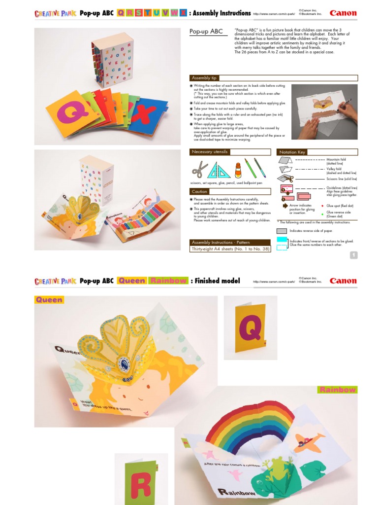Pop-Up ABC: Assembly Instructions | PDF | Art Materials | Conservation ...