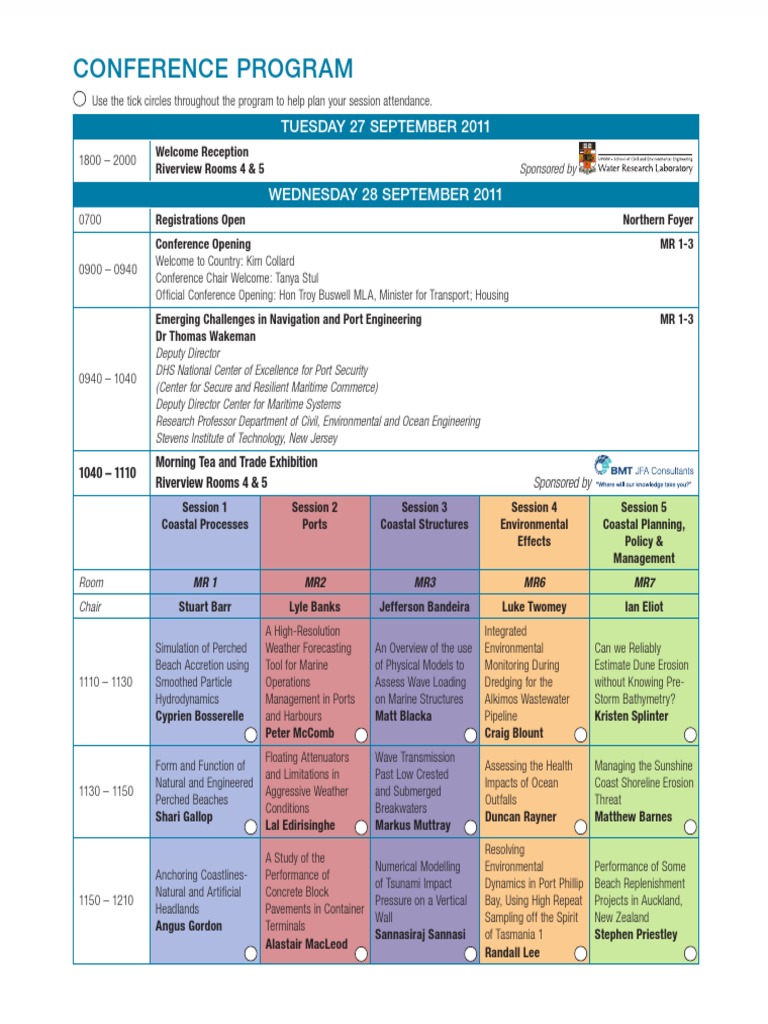 Conference Program: Tuesday 27 September 2011 | PDF | Coast | Beach