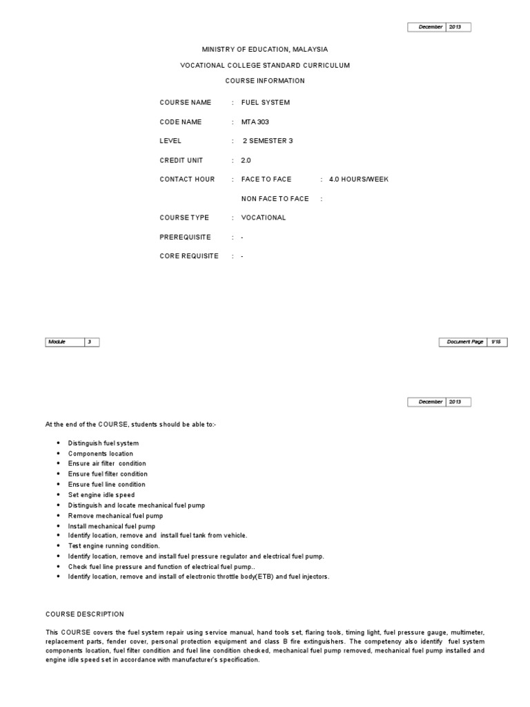 Mta 303 - Fuel System | PDF | Throttle | Fuel Injection