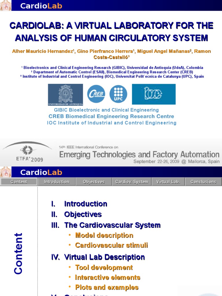 Cardiolab: A Virtual Laboratory For The Analysis of Human Circulatory ...