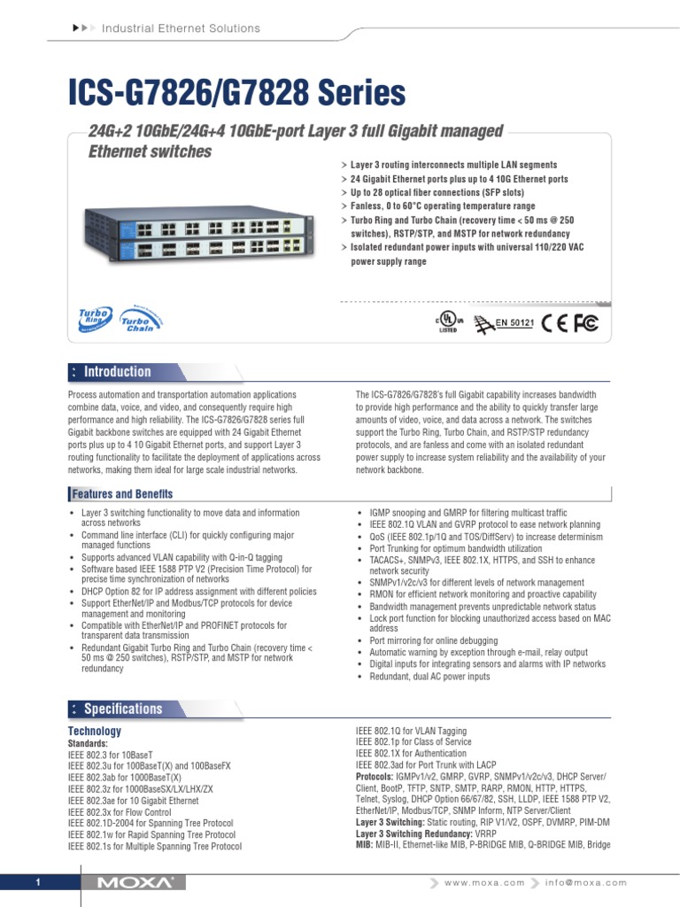Ics-G7826/G7828 Series: 24G+2 10Gbe/24G+4 10Gbe-Port Layer 3 Full ...