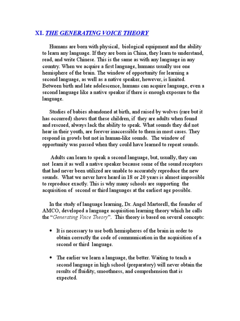 The Generating Voice Theory: An Explanation of the Brain's Natural ...