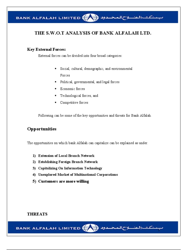 Alfalah Project | PDF | Swot Analysis | Banks