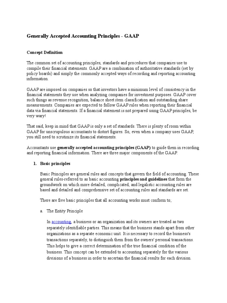 Generally Accepted Accounting Principles - GAAP: Concept Definition ...