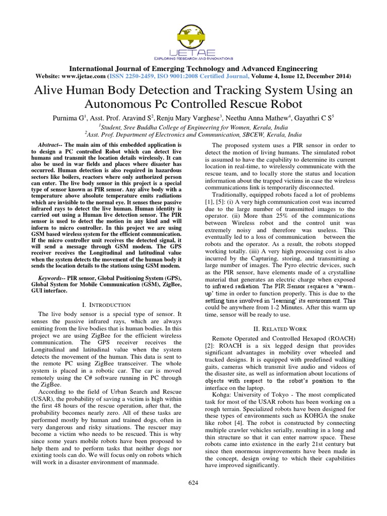 Alive Human Body Detection and Tracking System Using An Autonomous PC ...