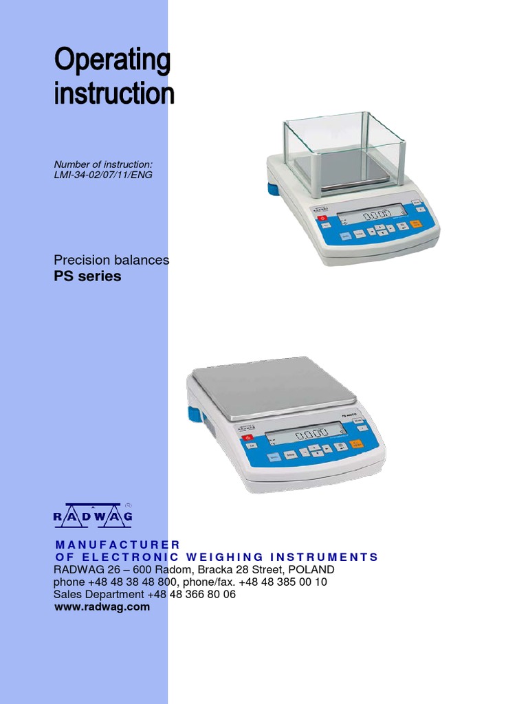 Precision Balances PS Series Guide | PDF | Weight | Weighing Scale