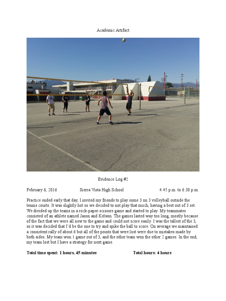 Volleyball Practice Reflection Log | PDF