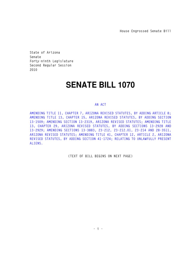 SB 1070 - House Engrossed Senate Bill | PDF