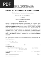 Sample Certificate of Completion & Acceptance | Specification ...