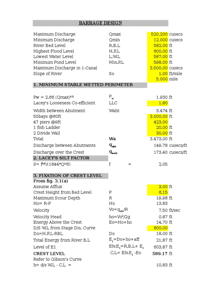 Barrage Design | Download Free PDF | Fluvial Landforms | Discharge ...