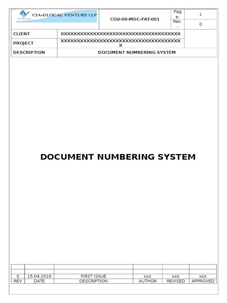 CGV 00 MDC FAT 001 - Document Numbering System | PDF