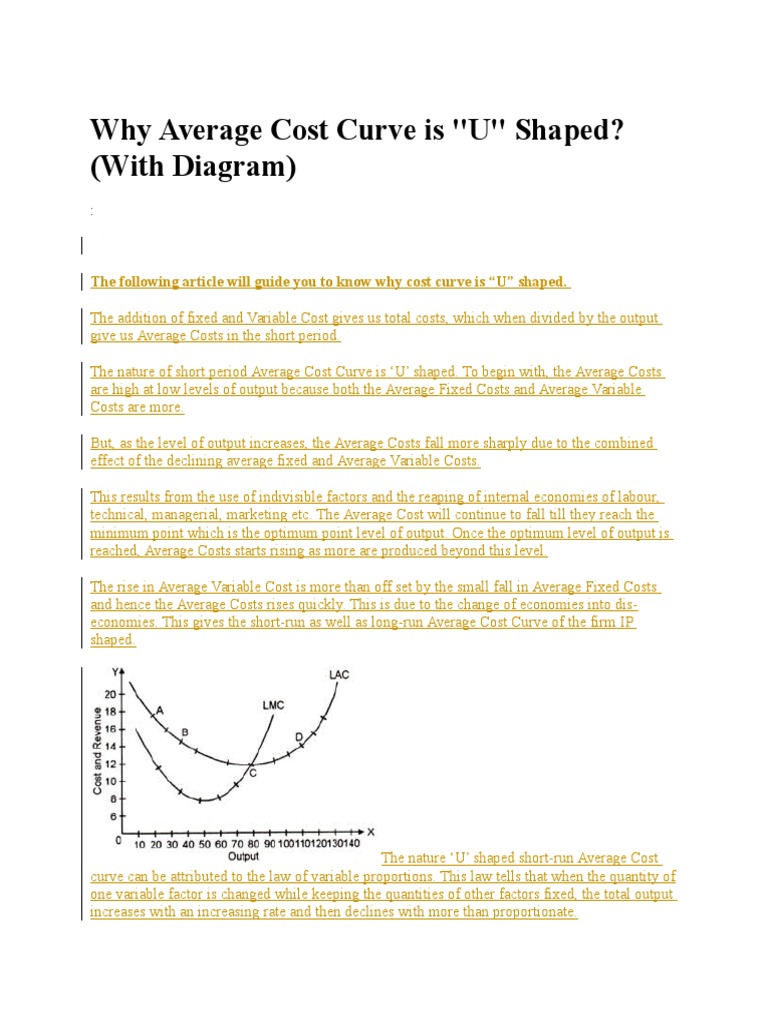 Why Average Cost Curve Is "U" Shaped? (With Diagram) | PDF | Average ...
