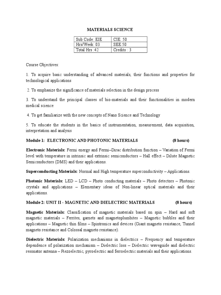 Material Science | PDF | Dielectric | Materials Science
