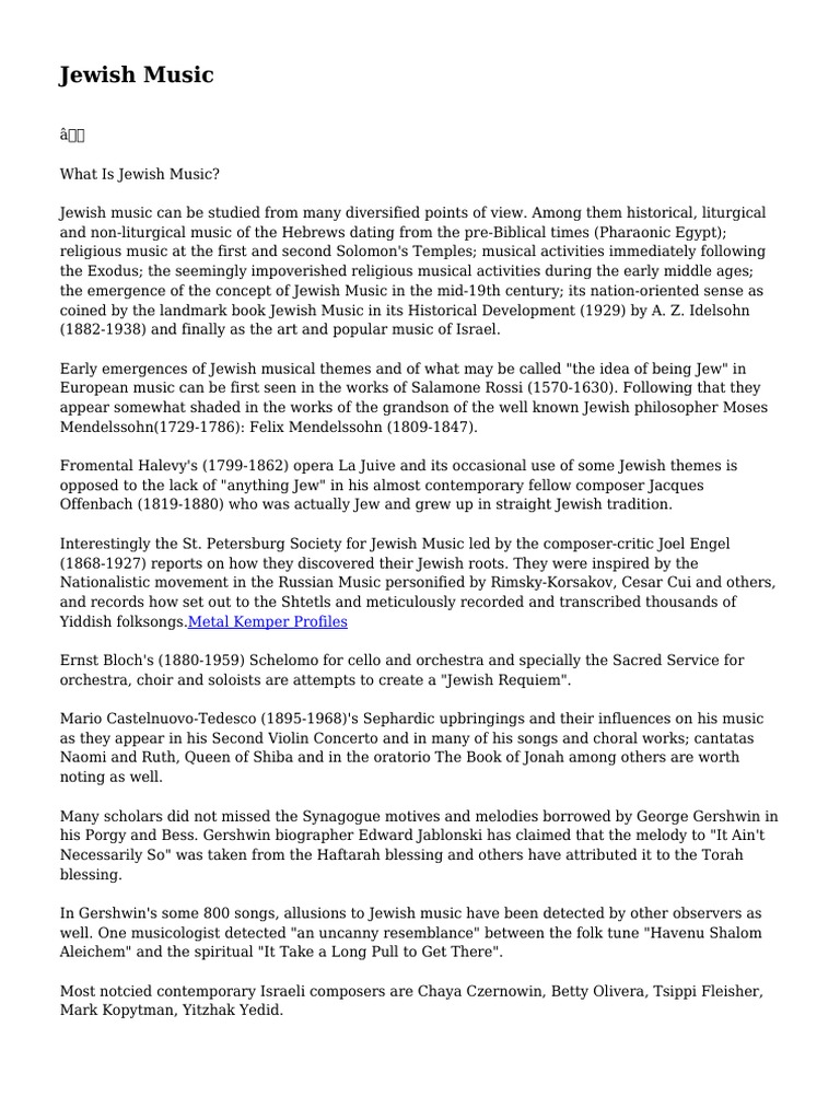 Overview of Jewish Music Traditions | PDF | Classics