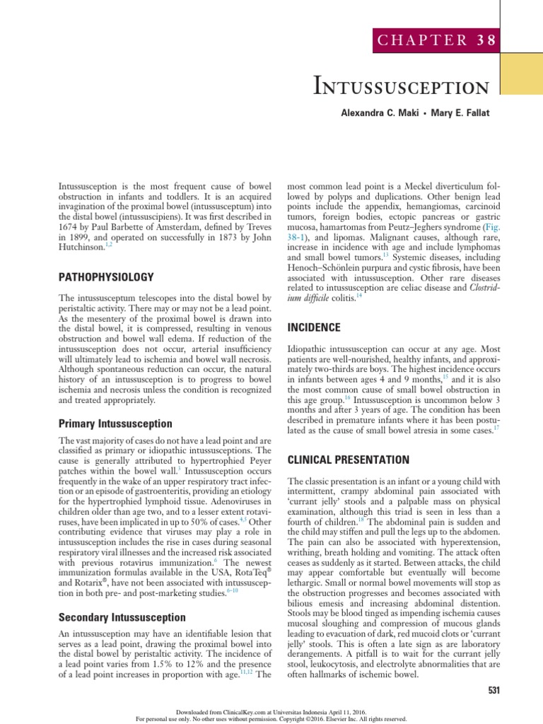 Intussusception: Pathophysiology | PDF | Medical Imaging | Ct Scan