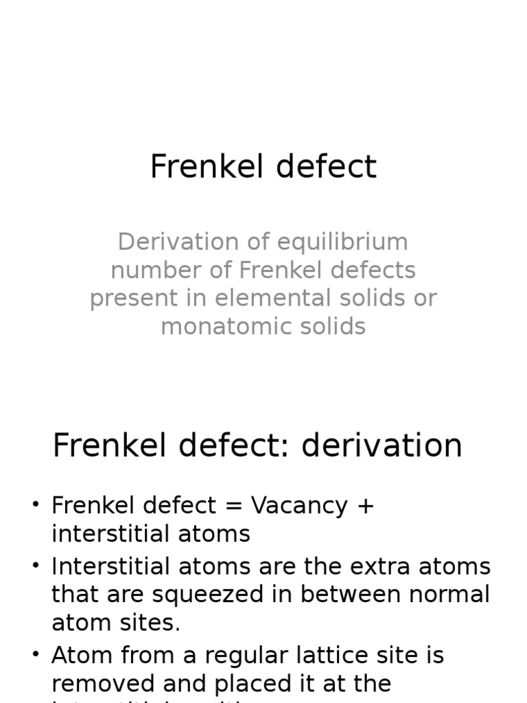 Equilibrium Frenkel Defects Formula | PDF | Teaching Methods ...