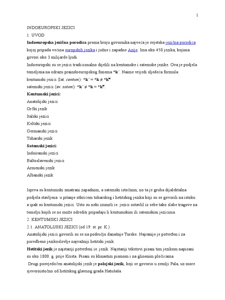 Indoeuropski Jezici | PDF
