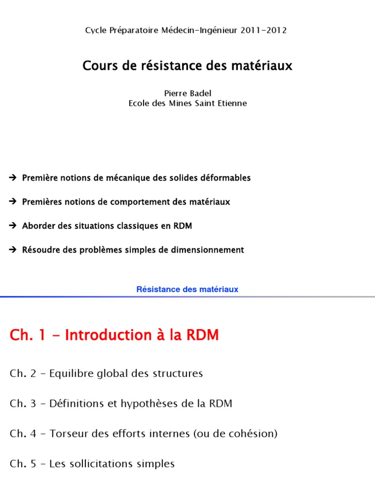 Introduction à la RDM pour Ingénieurs | PDF | Méthodes et références ...