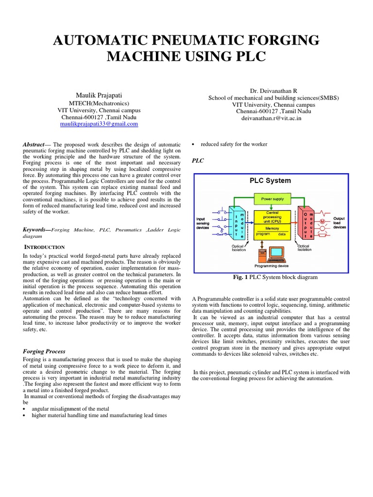 Automatic Pneumatic Machine Using PLC | PDF | Programmable Logic ...