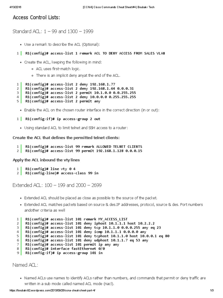 Ccna Cisco Commands Cheat Sheet 4 Boubakr Tech Pdf Ip Address Router Computing