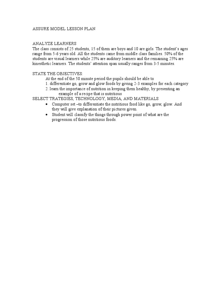 Assure Model Lesson Plan