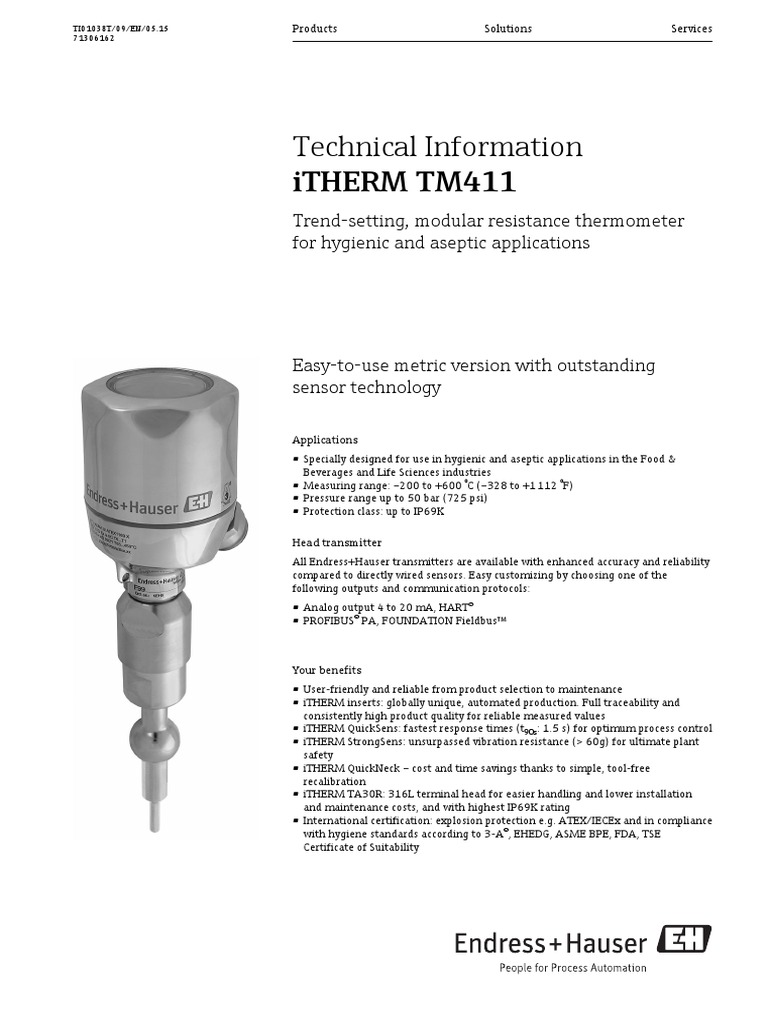 EndressHauser TM411 | PDF | Calibration | Electrical Resistance And ...