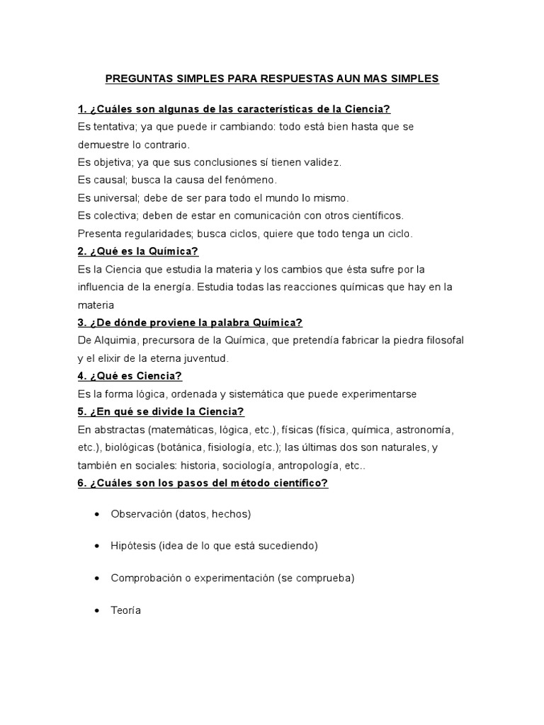 Preguntas Simples para Respuestas Aun Mas Simples Respuestas | PDF ...