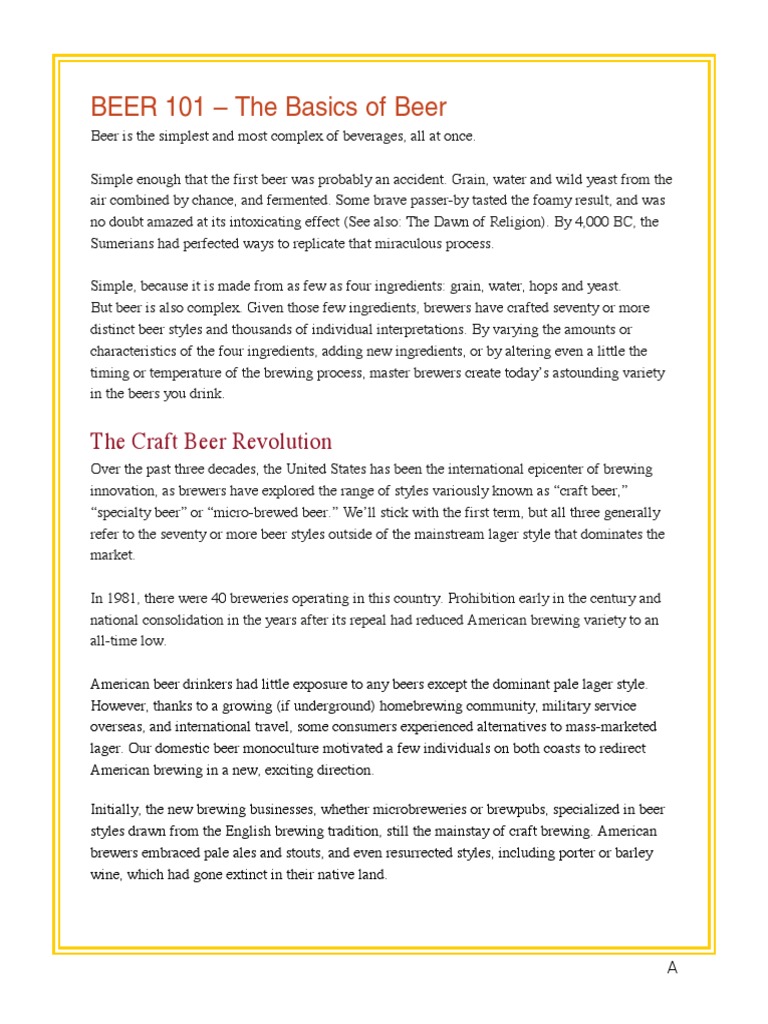 Beer 101 - The Basics of Beer | PDF | Brewing | Beer