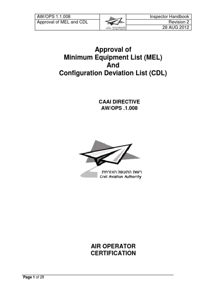 1.1.008 - Approval of MEL and CDL - Rev 2 | PDF | Instrument Flight ...
