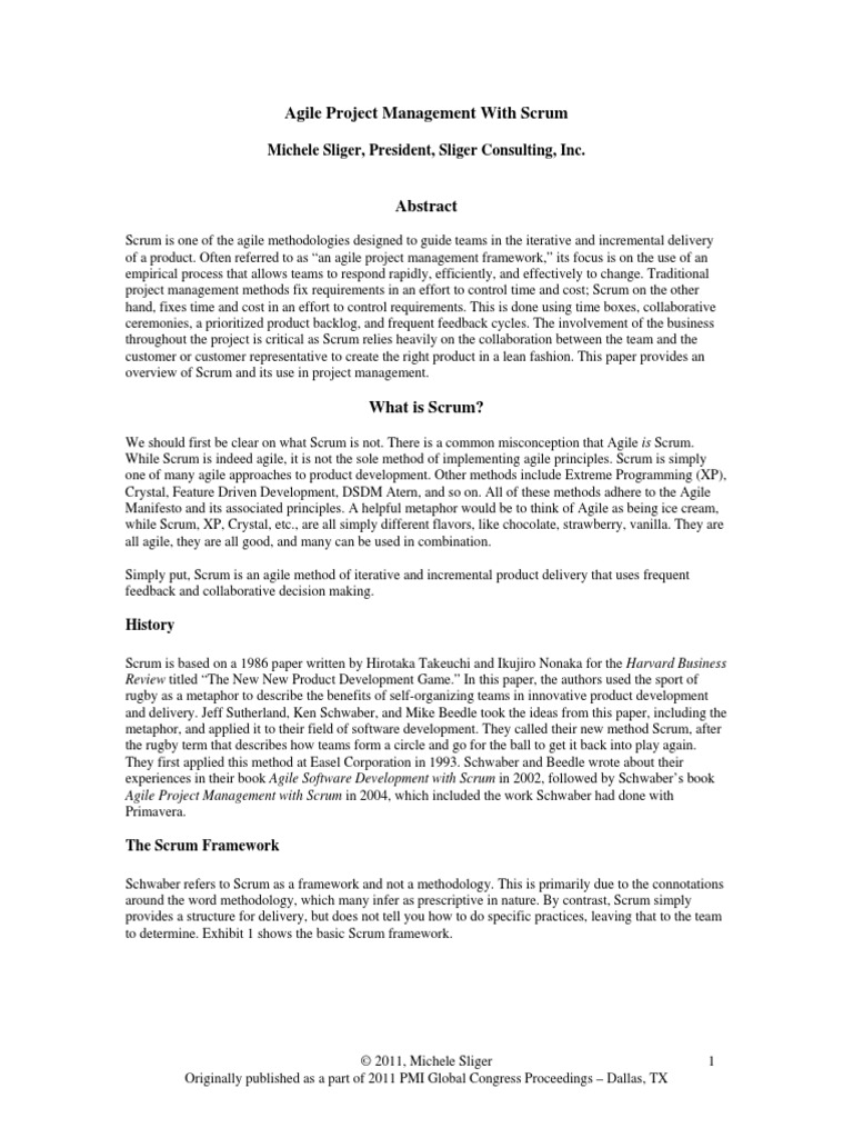 Agile Project Management With Scrum | PDF | Scrum (Software Development ...
