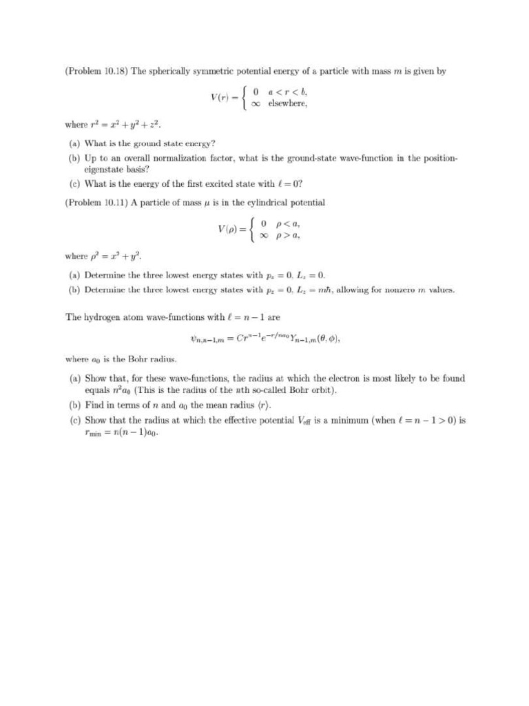 Spherical and Cylindrical Potential Well | PDF