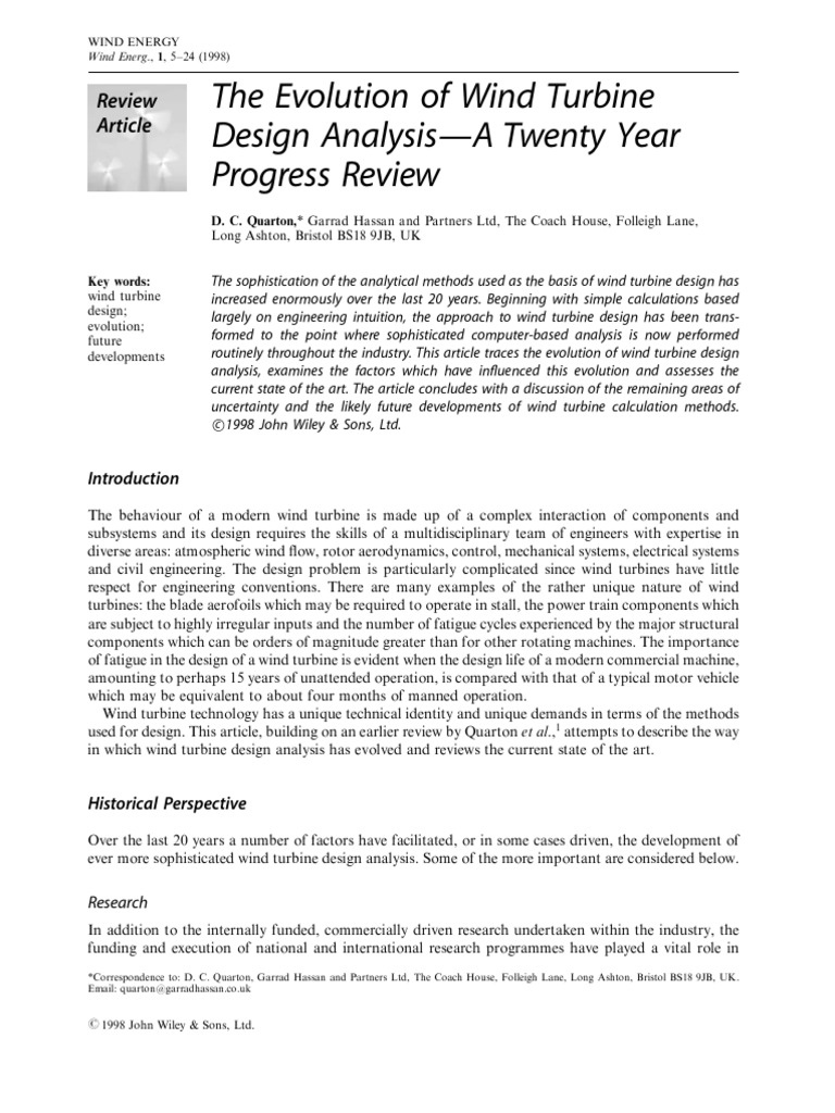 The Evolution of Wind Turbine Design Analysis-A Twenty Year Progress ...