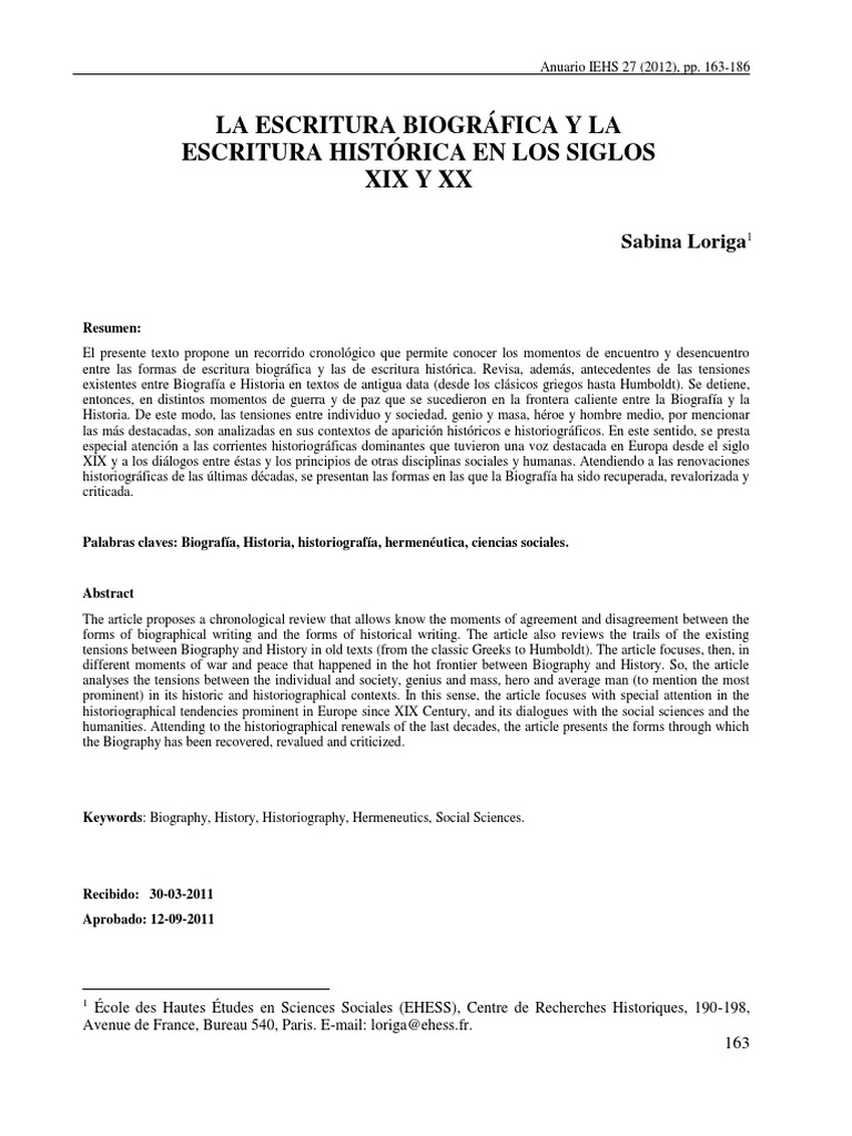13 - Loriga - La Escritura Biografica y La Estructura Historica | PDF ...