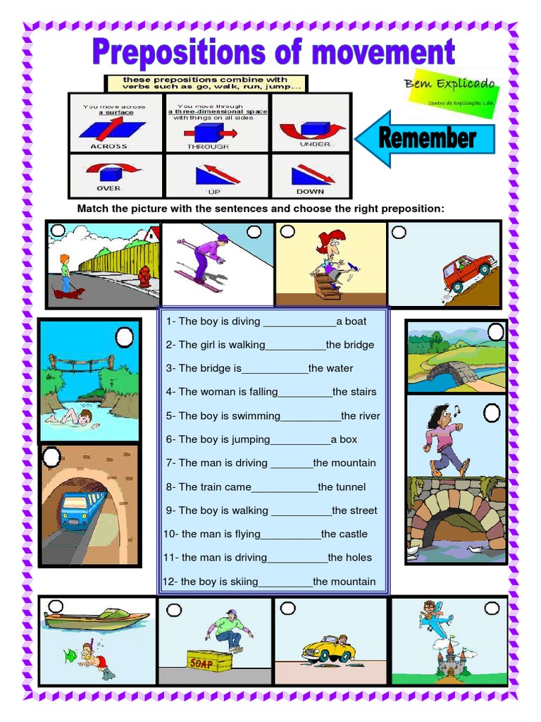 Preposition Picture Matching Quiz | PDF | Sports & Recreation