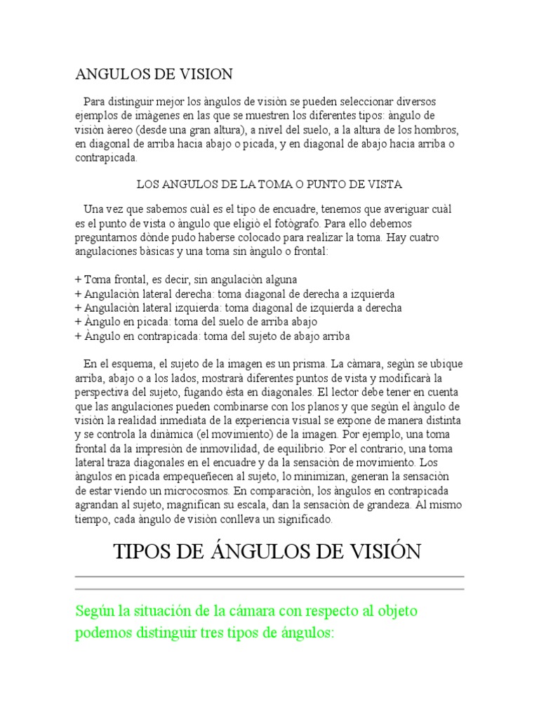 Tipos de Ángulos de Visión | PDF