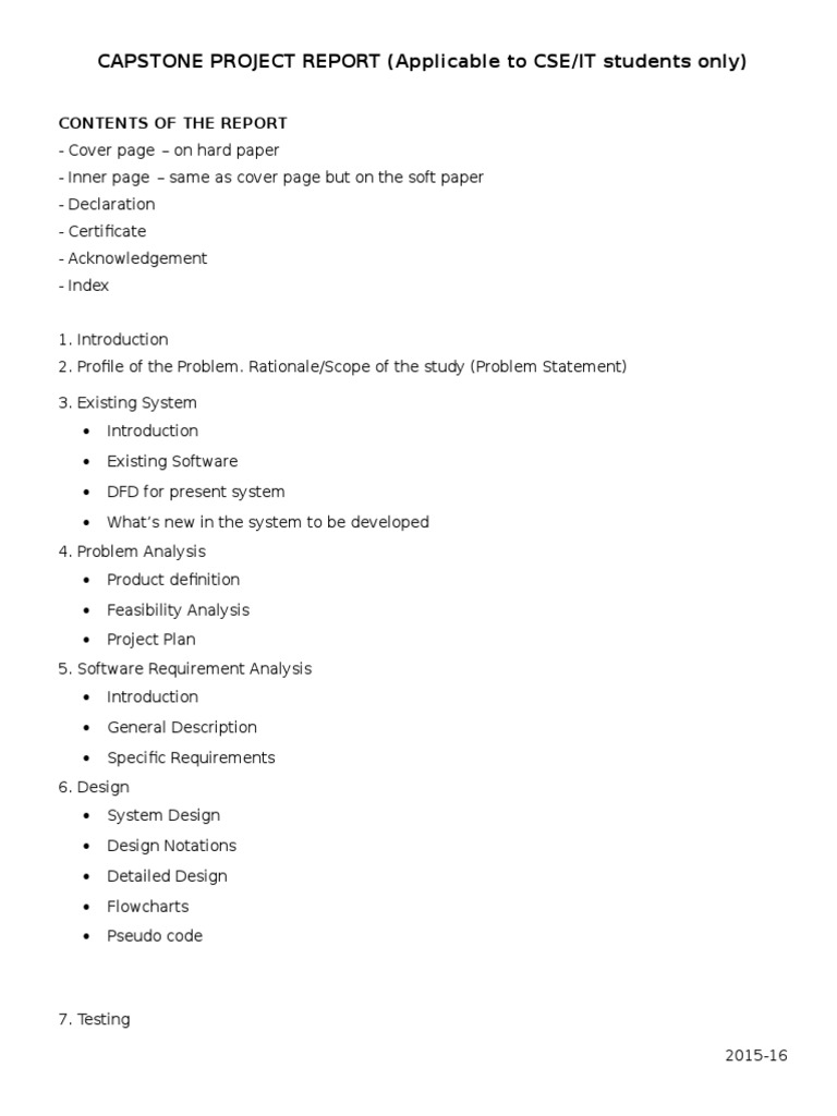 Capstone Project Report Guidelines | PDF | Software | Engineering