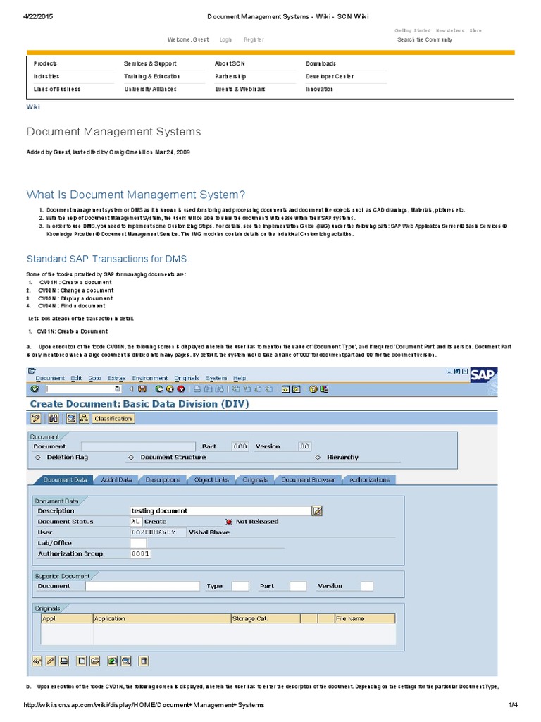 Document Management Systems - Wiki - SCN Wiki | PDF | Wiki | Sap Se