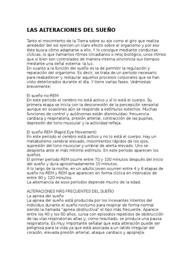 Alteraciones Comunes del Sueño | PDF | Apnea | Apnea del sueño