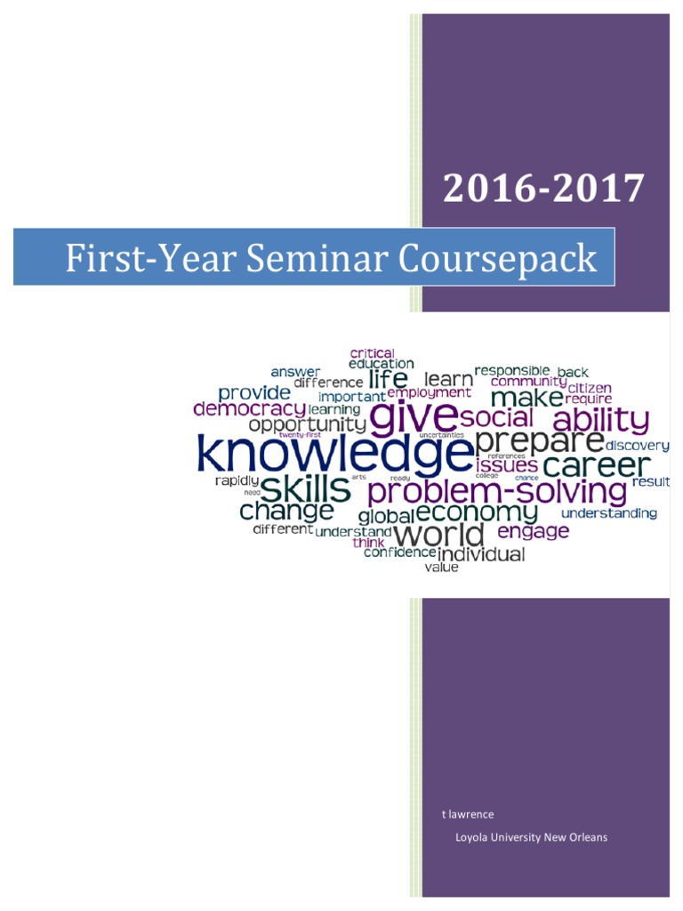 First-Year Seminar Coursepack | PDF | Curriculum | Bachelor's Degree