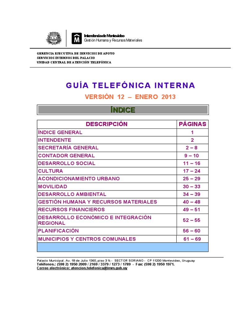 Guía Telefónica Interna de La IM - 12-01-2013 | PDF | Política ...