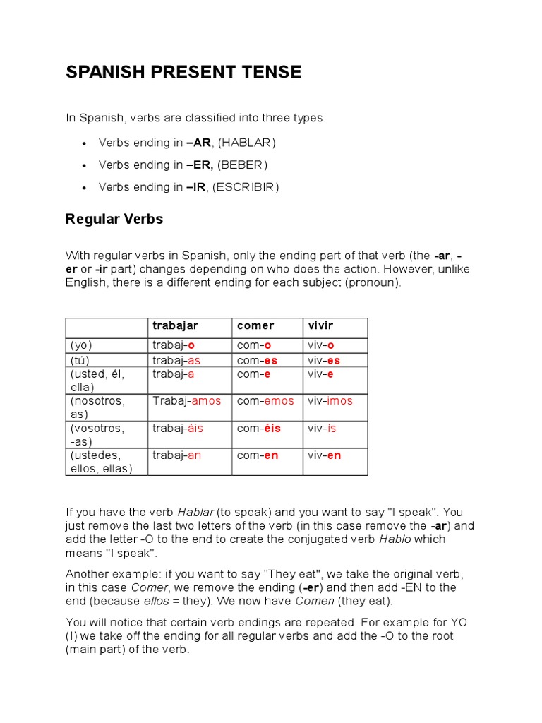 Present Tense Explanation | PDF | Verb | Grammatical Conjugation