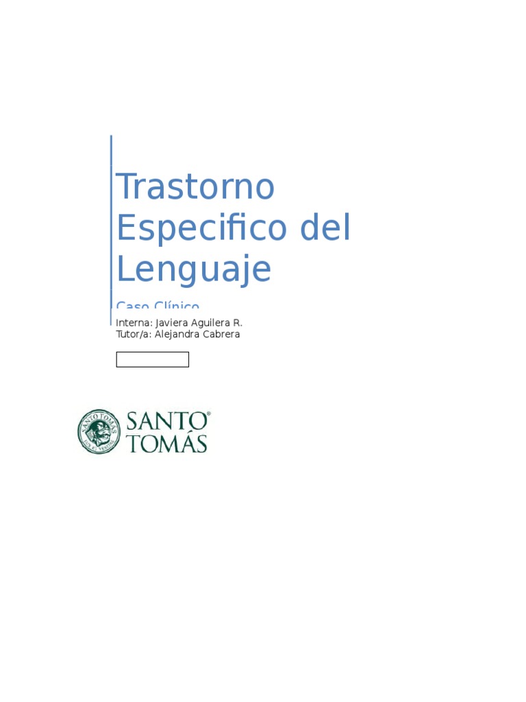 Trastorno Especifico Del Lenguaje Mixto Caso Clínico | PDF | Palabra ...