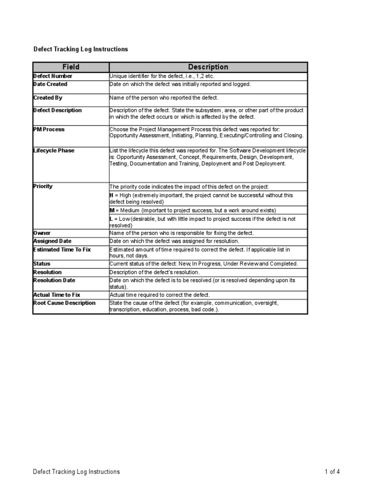 09 Defect Tracking Log Scribd Software Development Project Management 4971