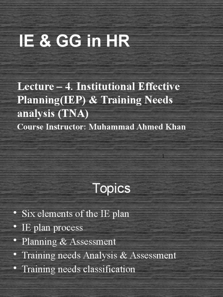 Lecture 4 Developing IE Plan | PDF | Educational Assessment | Goal