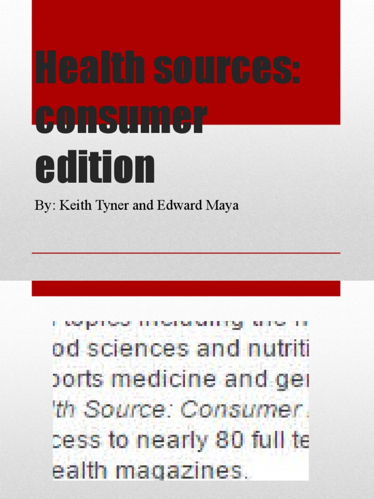 Health Sources: Consumer Edition Overview | PDF