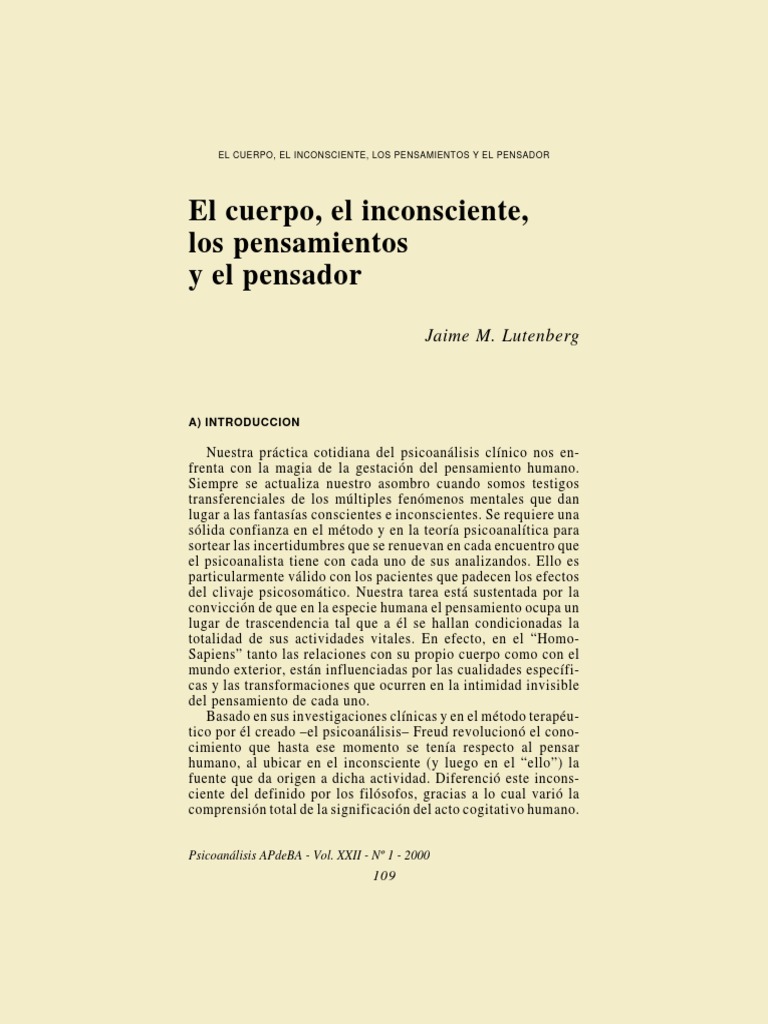 Vacío Mental en Psicoanálisis: Lutenberg | PDF | Psicoanálisis | Mente ...