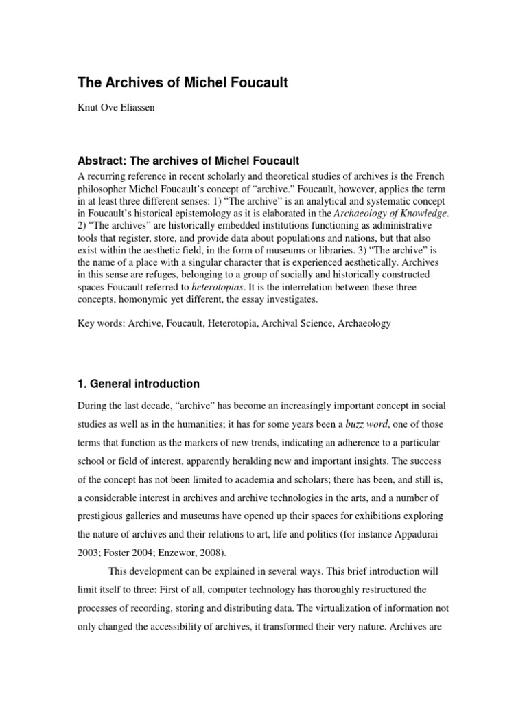 Archives of Michel Foucault | PDF | Discourse | Concept