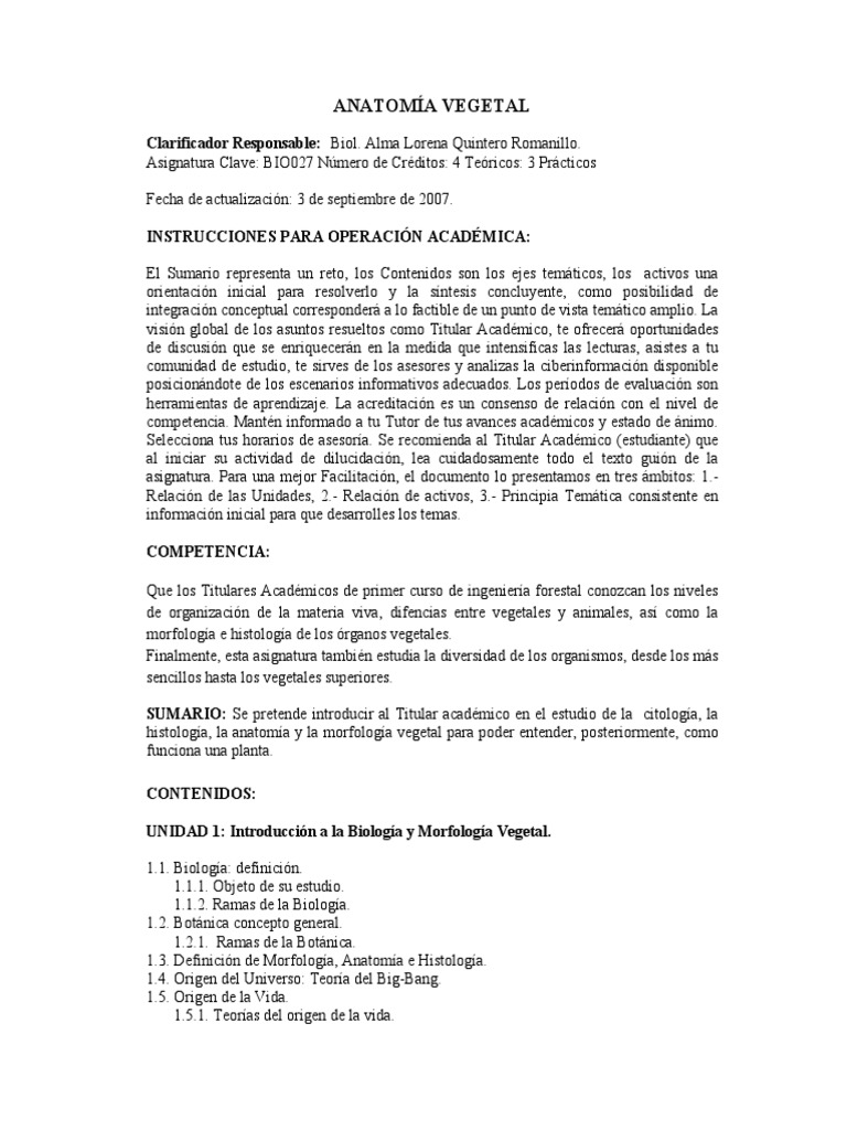 Anatomia Vegetal | PDF | Hoja | Tallo de la planta